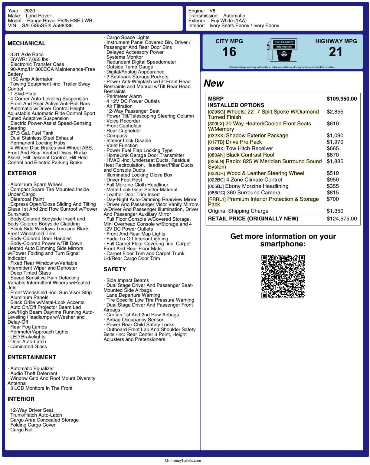 Window sticker o calcomanía Monroney: Qué información contiene - Autos